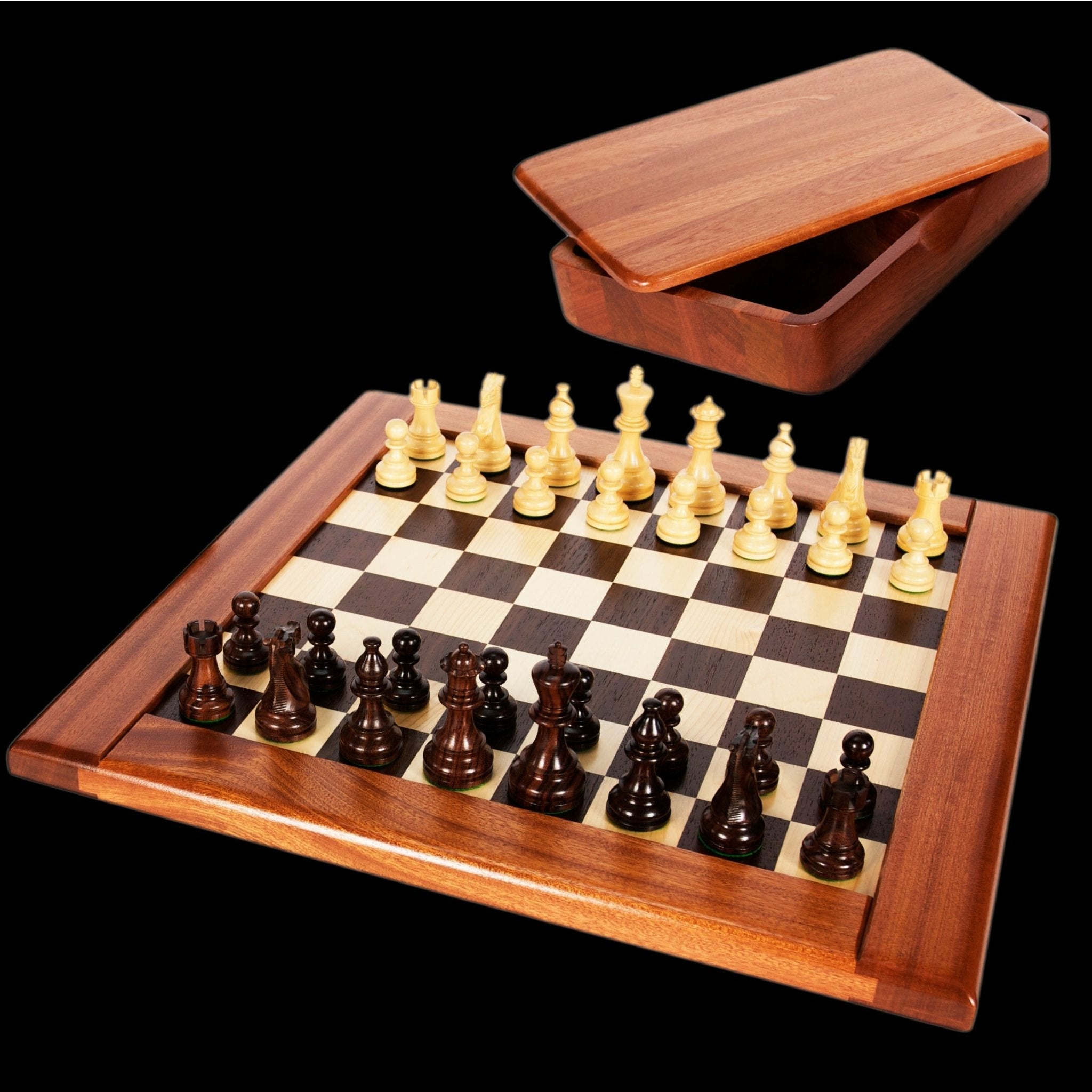 Solid Hardwood Chess Board, Chess Pieces & Box - Hardwood Creations ...